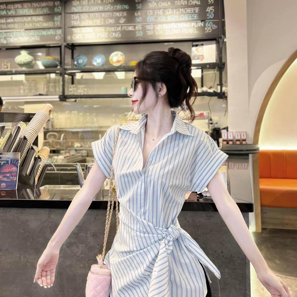 Striped short-sleeved shirt + shorts set (VN15538) | Shopee Philippines