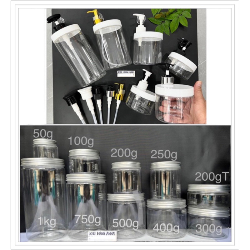 Clear plastic jar with PRESS NOZZLE LID / SILVER aluminum LID - PET box ...