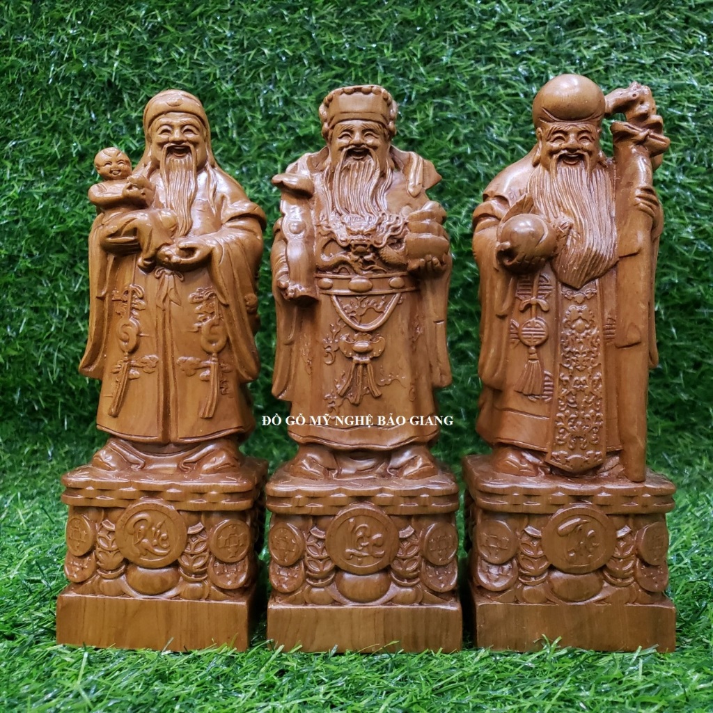 Wooden tam Da Phuc Tho statue set 20 cm high | Shopee Philippines