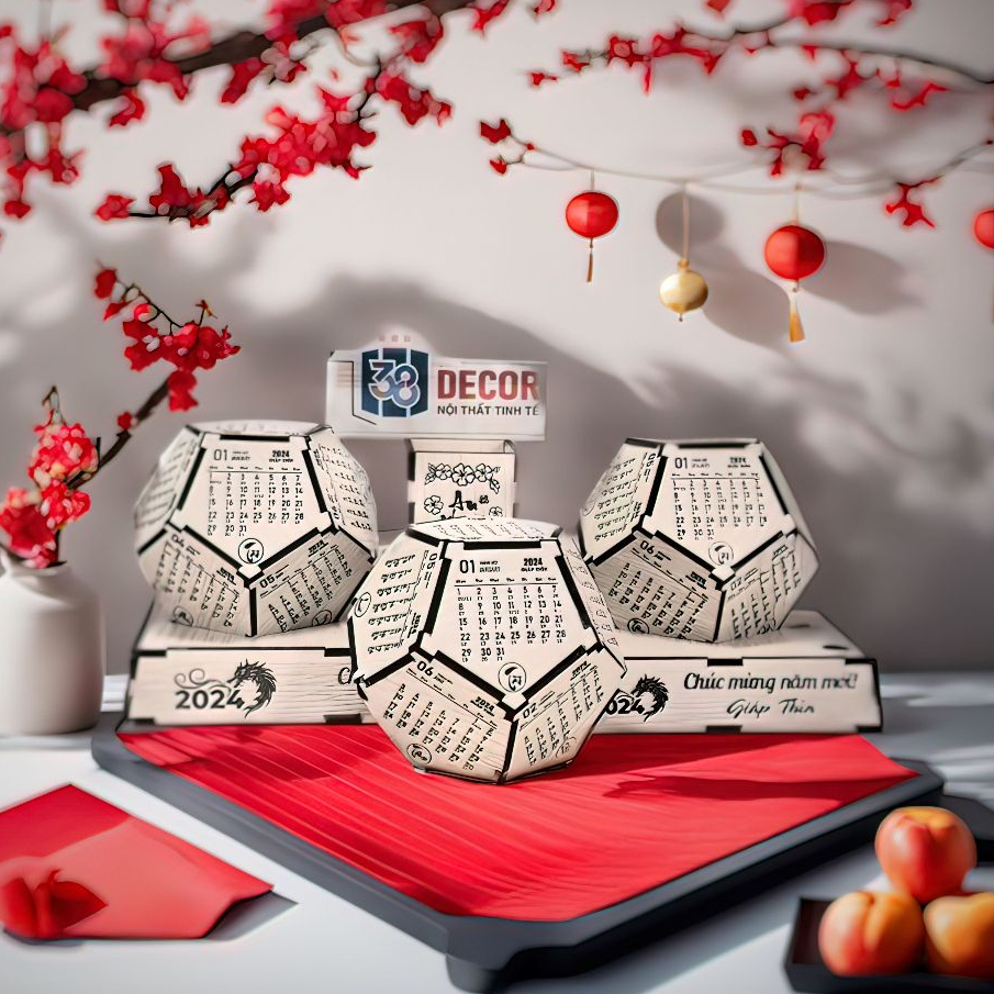 2025 12-sided pentagonal wooden calendar model L01, wooden calendar ...