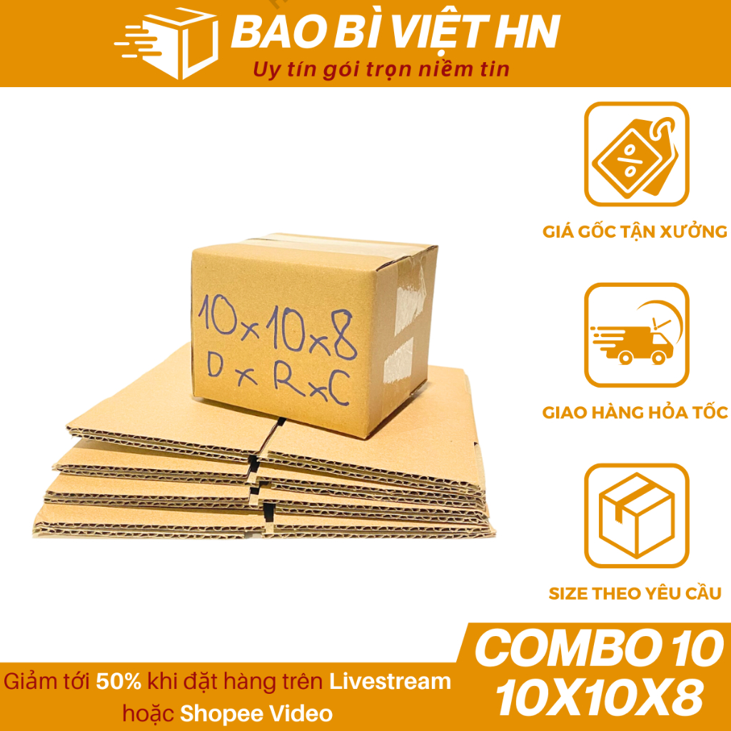 10x10x8 Combo of 10 carton boxes for packing cod paper - Viet Han ...