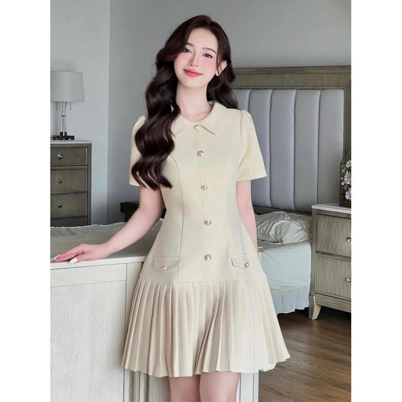 Dress Design A Shape, Pleated, Polite German Neck To Work, Go Out.Young ...
