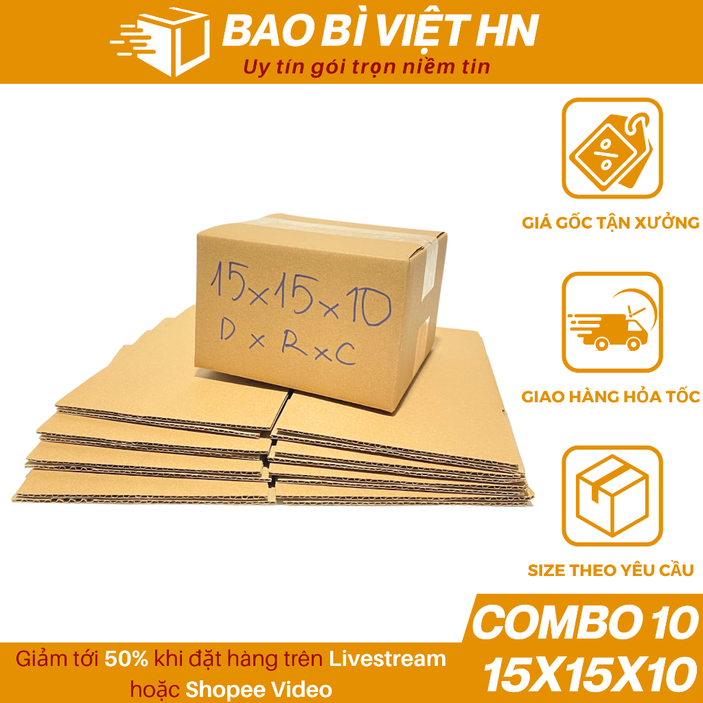 15x15x10 Combo of 10 packing carton boxes, packaging boxes for clothes ...