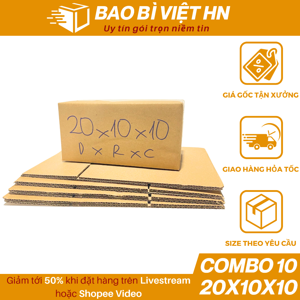 20x10x10 Combo of 10 packing carton boxes, cheap paper boxes - Viet Han ...