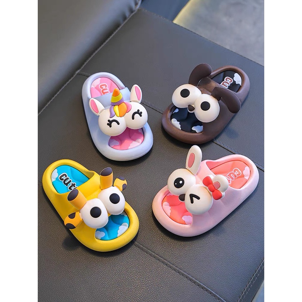 Animal-shaped Horizontal Strap Slippers For Boys And Girls With Soft ...