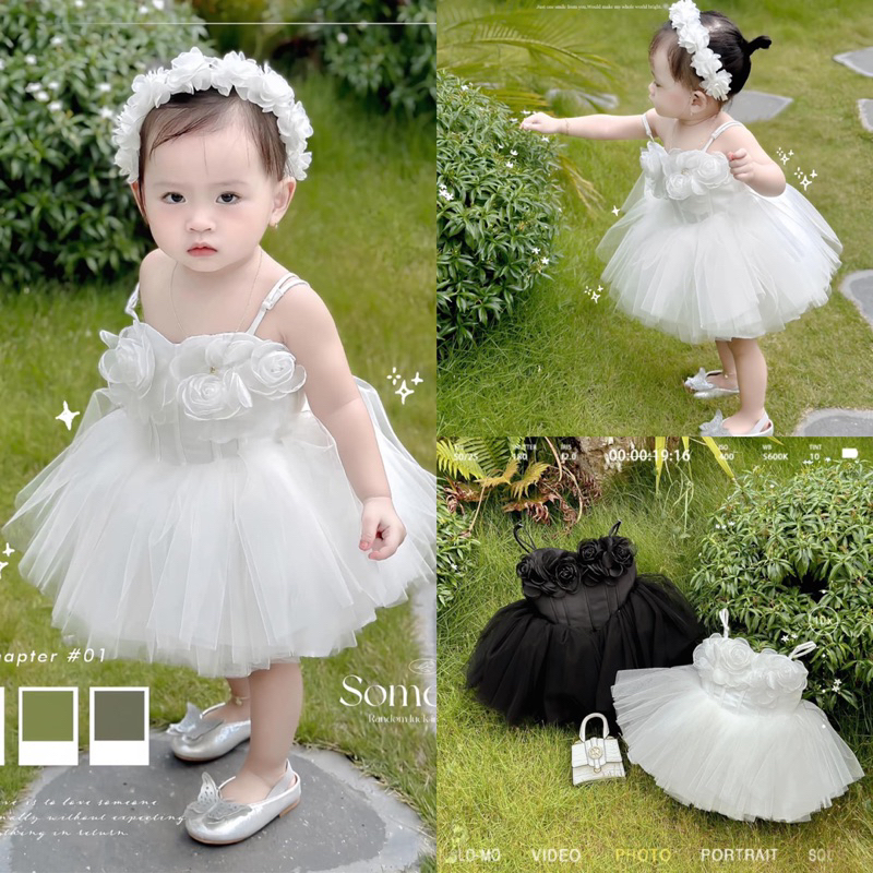 Girl's 2-strap Bale Dress Made of Tafta with Flowers on the Chest, 2 ...