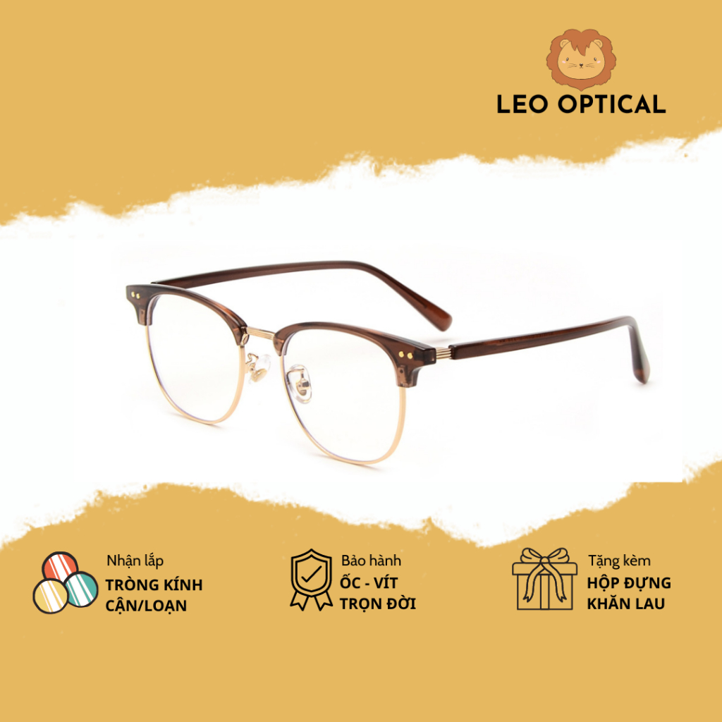 Half-frame glasses frames for men with elegant square eyes, LEO OPTICAL ...