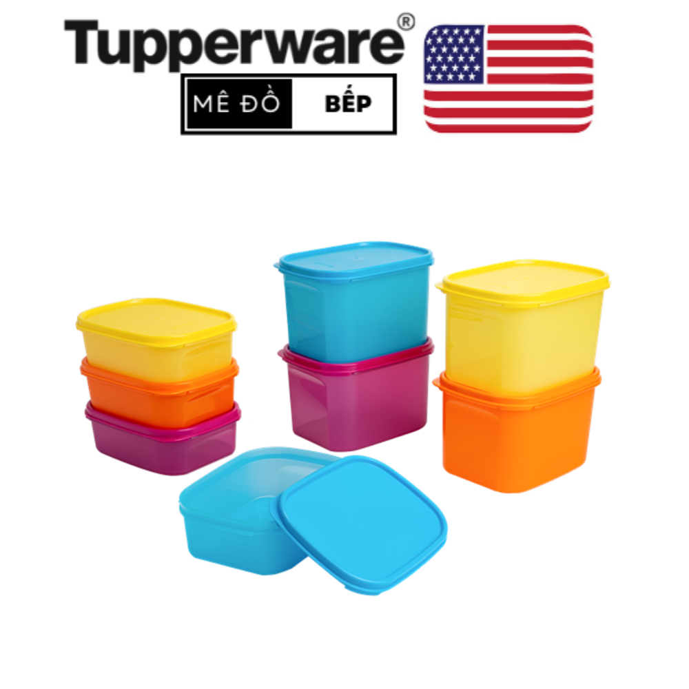 Colorful Rectangular cooler and dry food box set of 8 virgin plastic ...