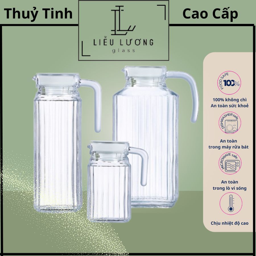 Luminarc Quadro premium tempered glass water bottle 0.5L, 1.1L, 1.7L ...