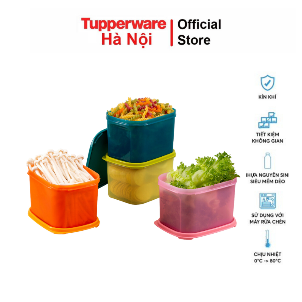 Colorful Rectangular Tupperware 2 liter cool and dry storage box set of ...