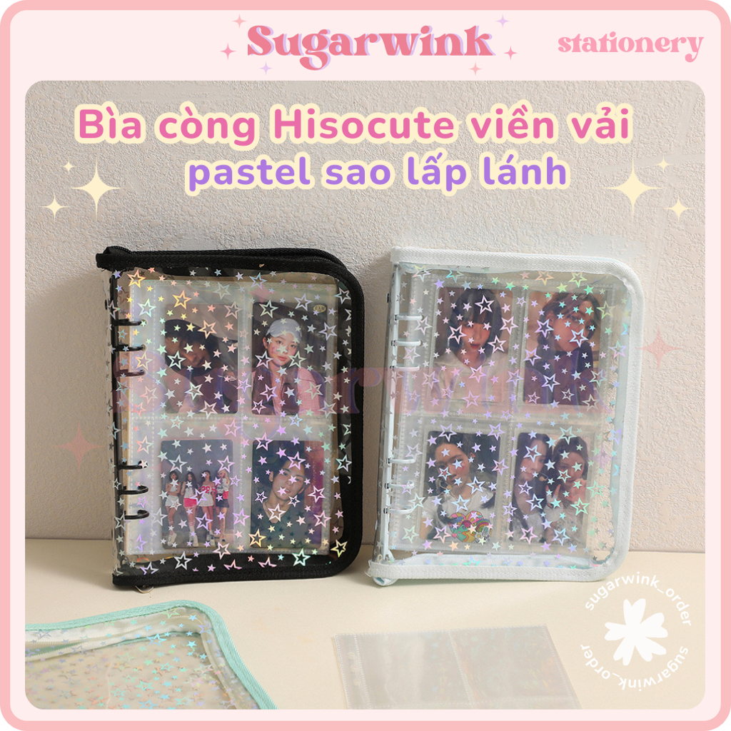 Hisocute flexible binder with glitter hologram star A5 - zipper fabric ...