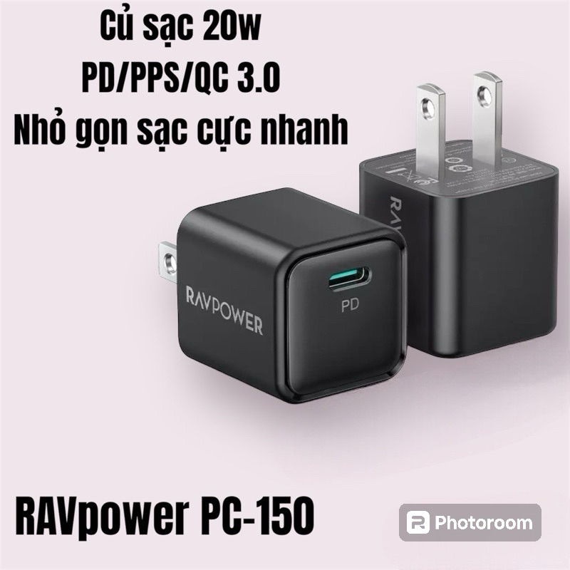 Compact 20w RAVpower RP-PC150 fast charging PD/PPS/QC 3.0 charger | Shopee Philippines