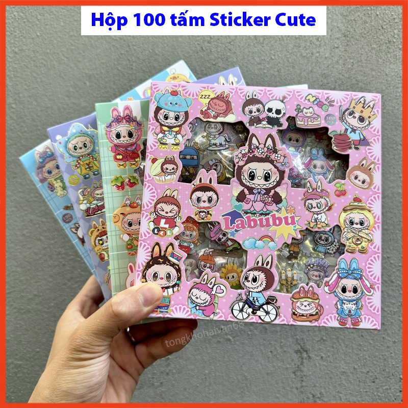 Box of 100 cute Labubu stickers, set of decorative stickers for ...