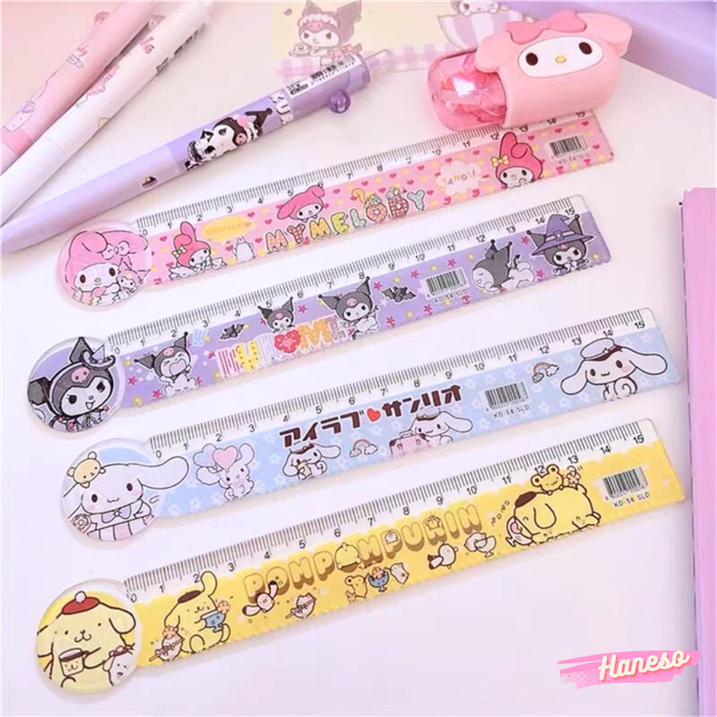 Haneso Straight Ruler 15cm Sanrio Kuromi Melody Cinnamoroll Purin ...