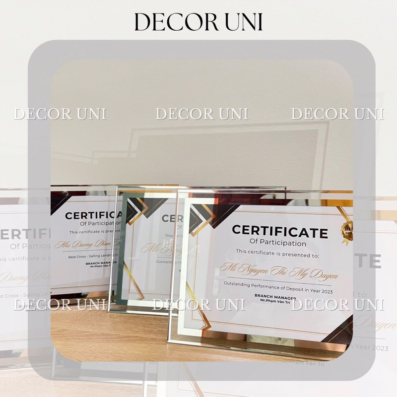 Desktop A4 Certificate Photo Frame with Borderless Crystal Glass ...