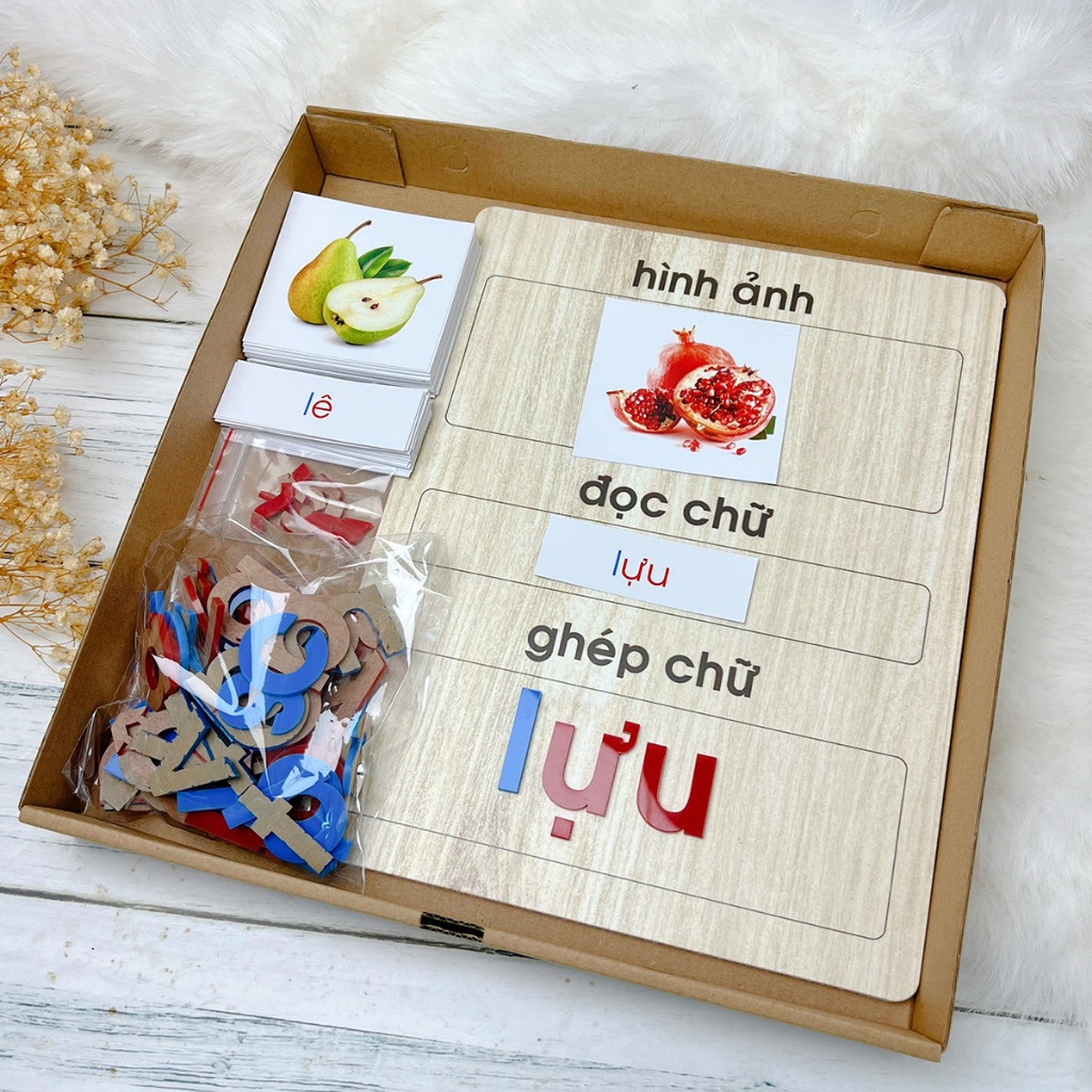 Montessori teaching materials set, number board, Vietnamese rhyming ...