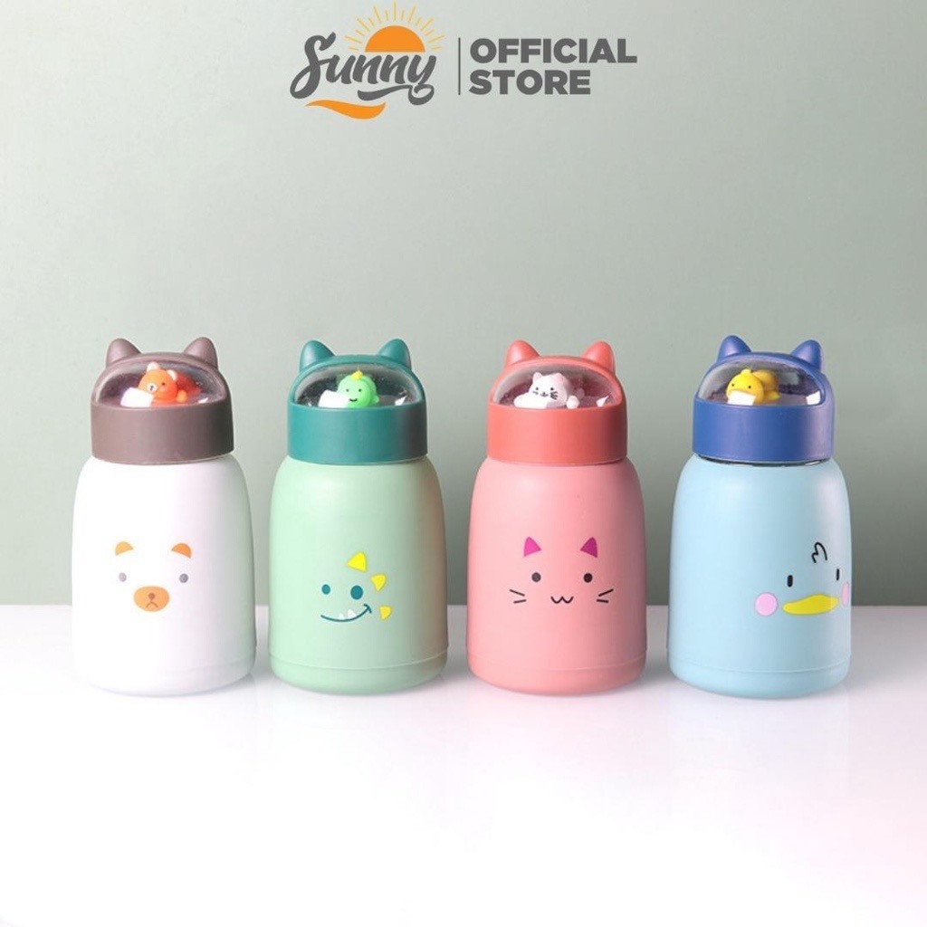 360ml insulated water bottle with cute animal lid and insulated plastic ...