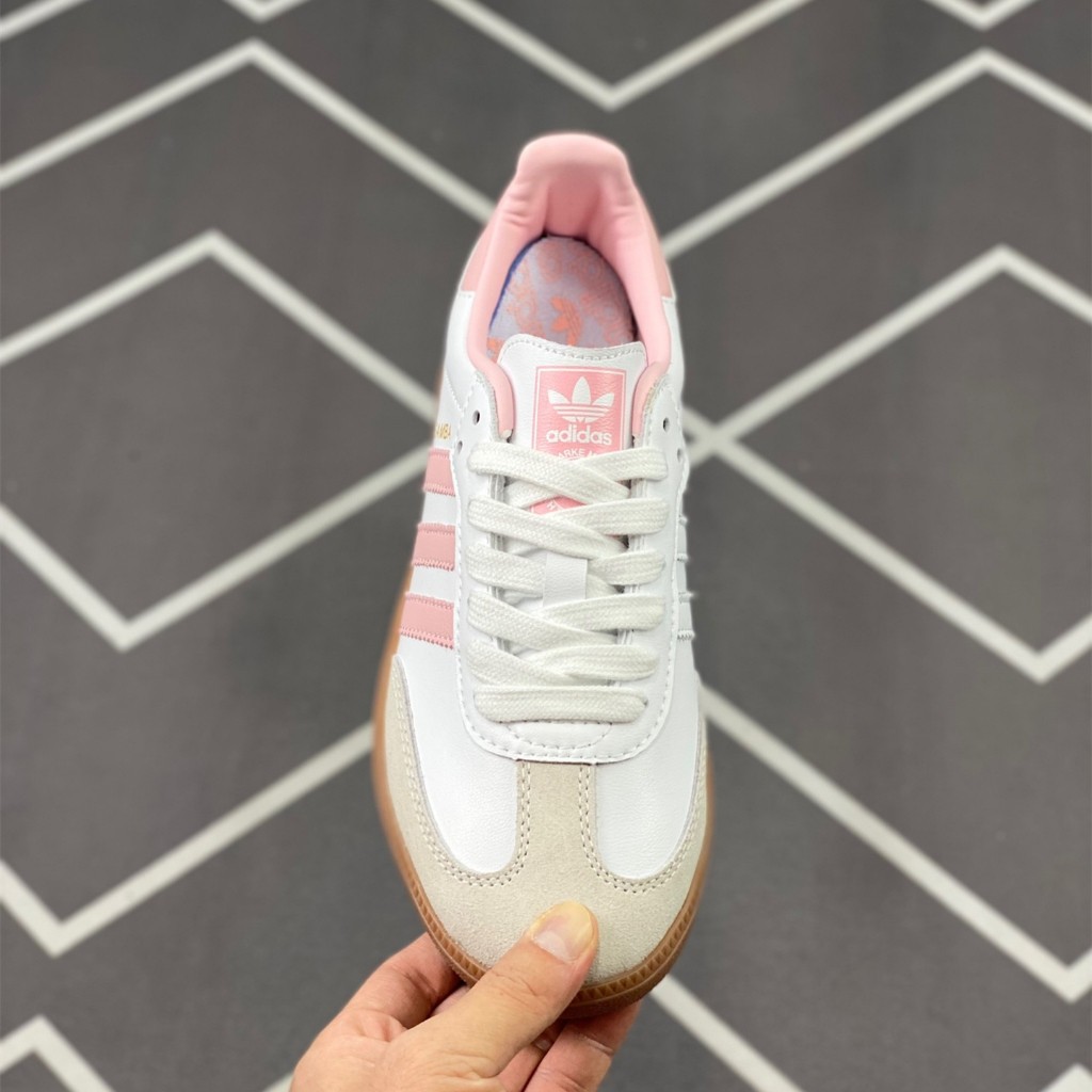 Adidas samba pink and white 3-stripe sneakers for men and women, samba ...