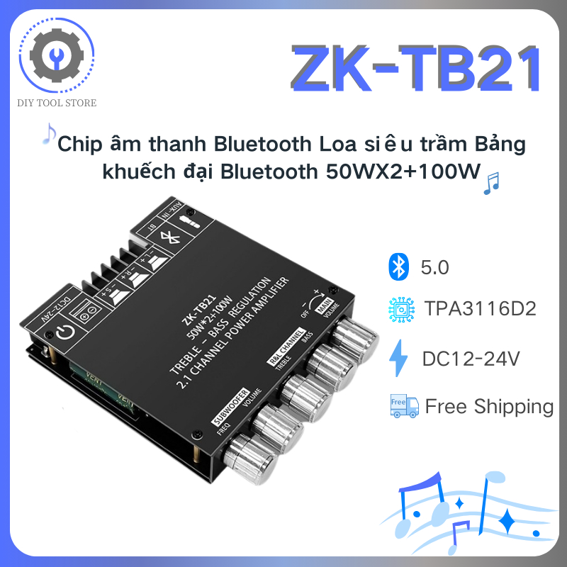 Zk-tb21 large chip imported bluetooth audio subwoofer chip bluetooth 5. ...