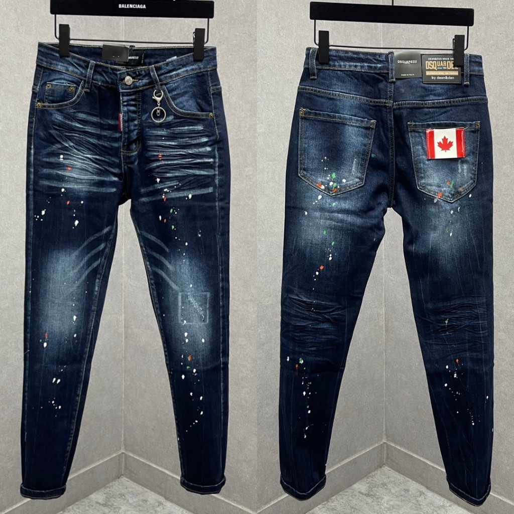 Dsq2 Jeans Blue Paint Splashed Paint Version 4 Chrysanthemum Jeans ...