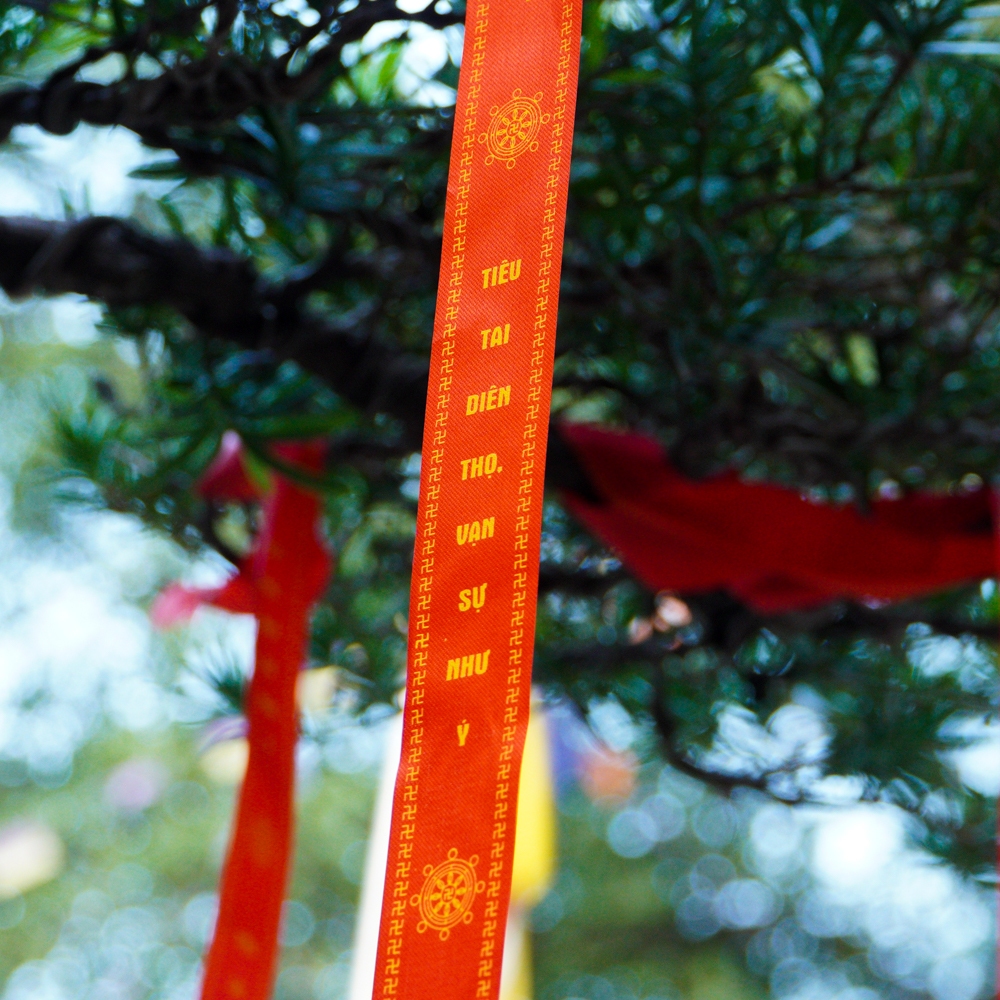 100 good luck strings printed with Chinese or Vietnamese characters ...