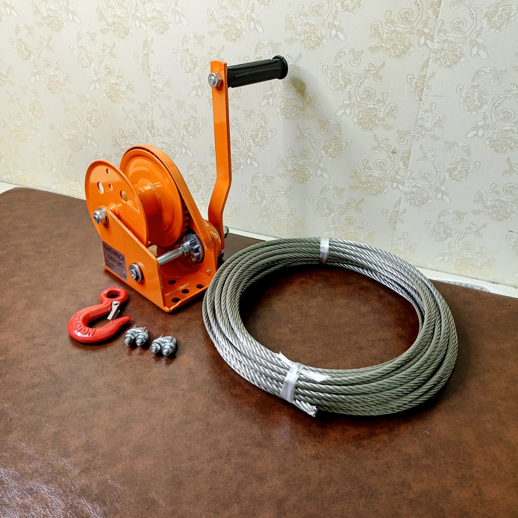 Self-braking hand winch with many capacities 1200- 2600 lbs | Shopee ...