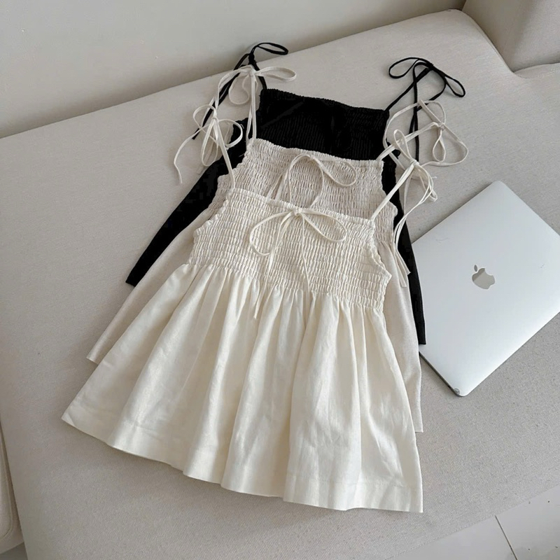 Super BEAUTIFUL 2-STEP LINEN DRESS WITH SHOULDER BOW IN ALL COLORS ...