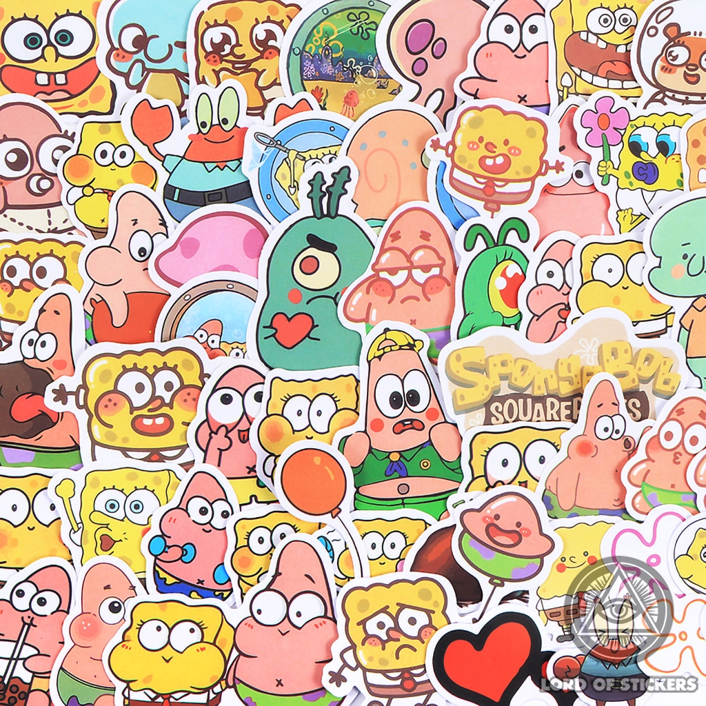 Set Of 50 Stickers SpongeBob Patrick Star Cartoon Cute Waterproof ...