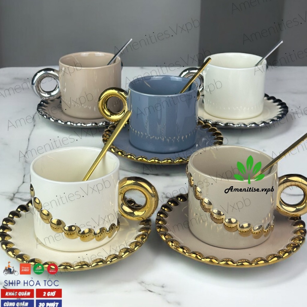 Luxury European-style coffee cup set with spoon and saucer | Shopee ...