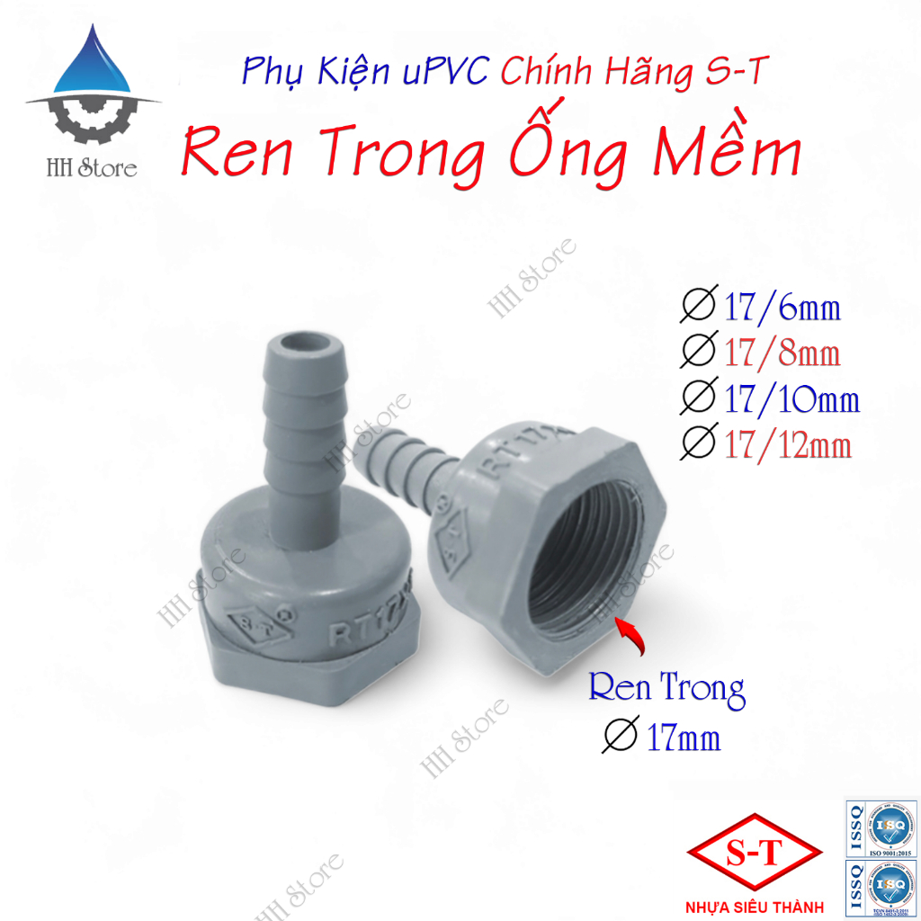 Soft Pipe Internal Thread, 17mm Inner Teeth to 6, 8, 10, 12mm hose ...