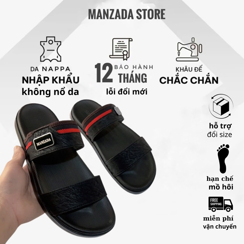 Two-strap slippers have been stitched on both sides of the straps with ...