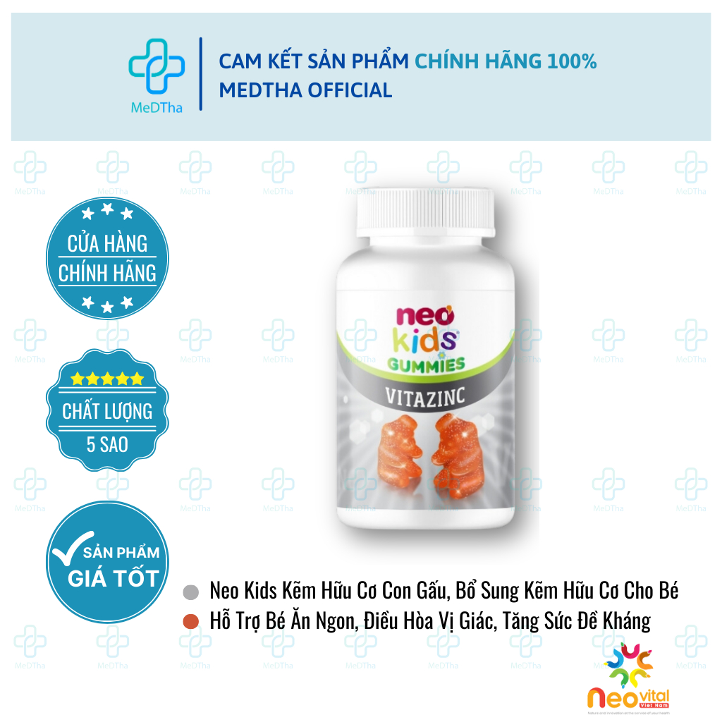 Neo Kids VitaZinC Organic Zinc Bear Gummies - Supports Children's ...