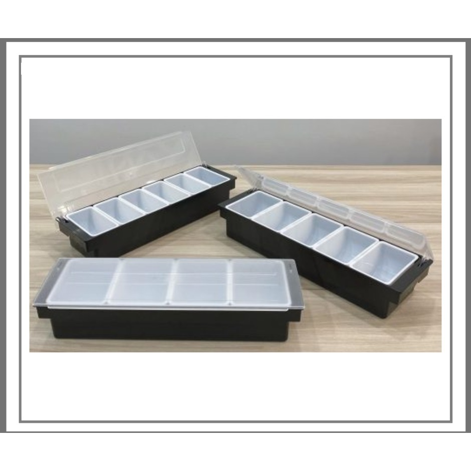 Plastic topping box with 4 compartments, 5 compartments, 6 compartments ...