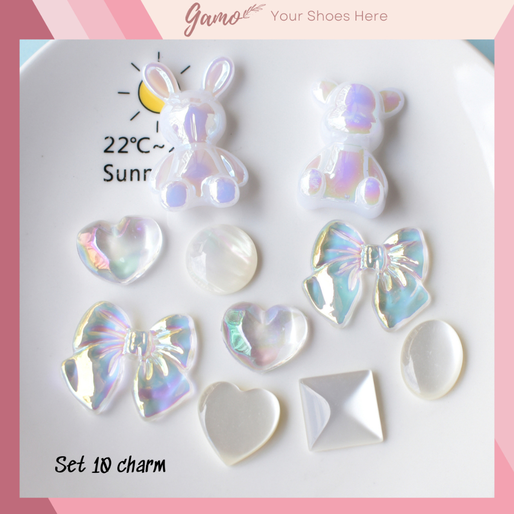 Set of 10 Stickers, 3D Charms with bear and rabbit theme in Gamo ...