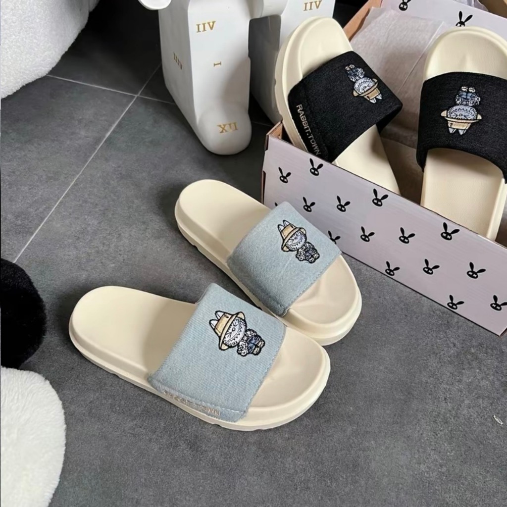 Cute LABUBU Sandals Embroidered LOGO Soft Strap With Pad - Change SIZE ...