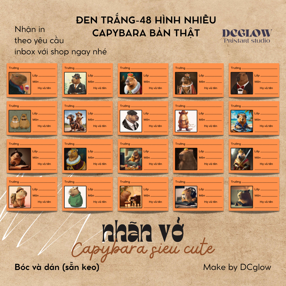 Set of 48 Capybara Meme Notebook Labels (REAL VERSION) super adorable ...