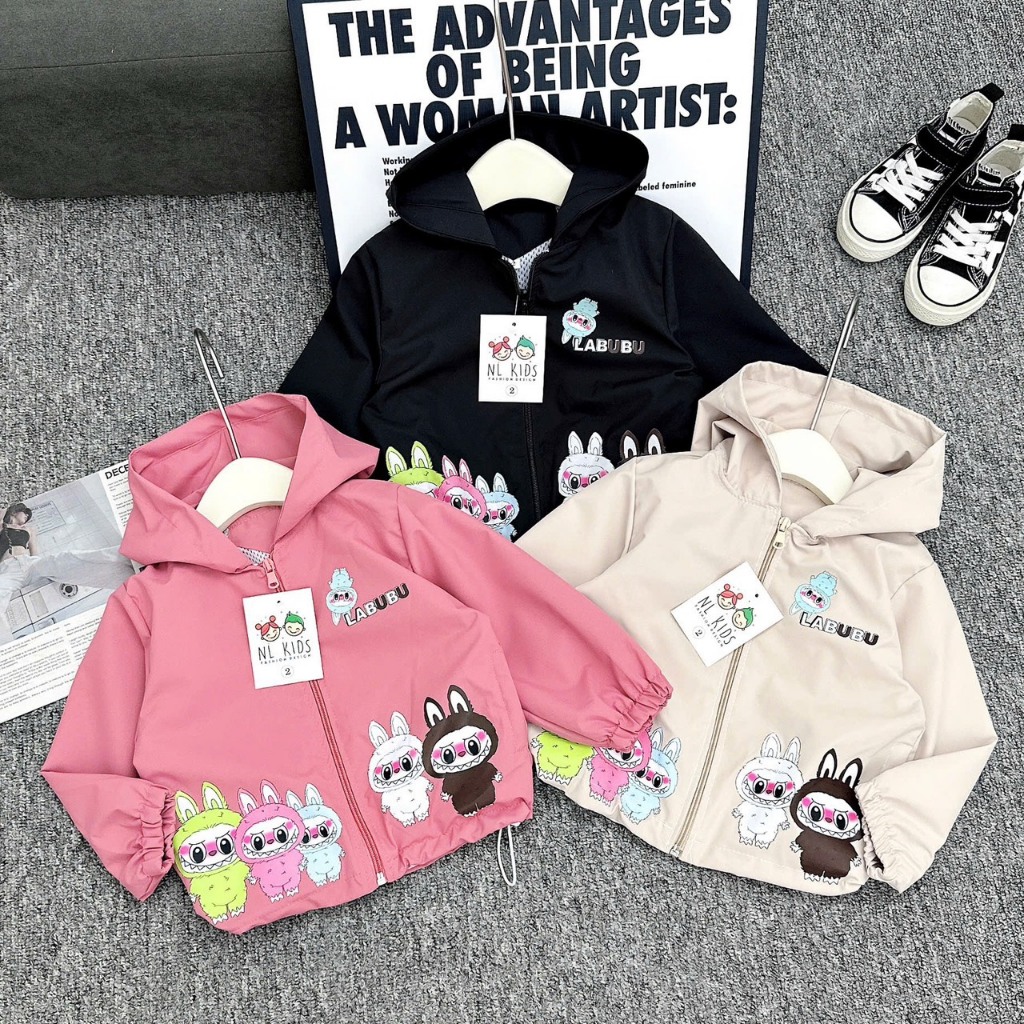 WindJacket with 2 layers of Labubu mesh lining in 3 colors for boys and ...