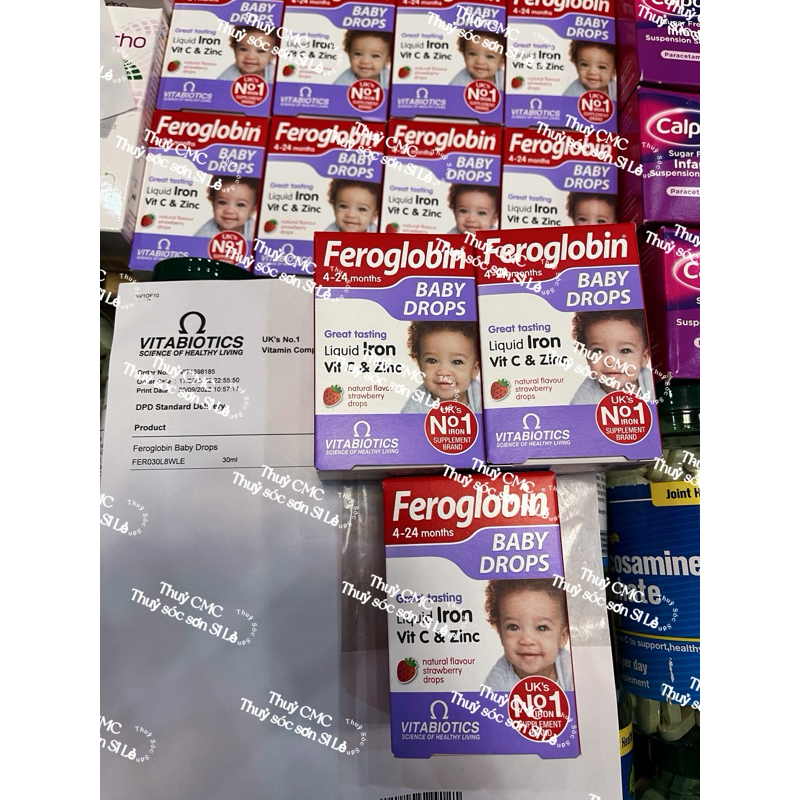 (Air Bill) Iron, vitamin C, zinc Feroglobin Baby Drops from England ...