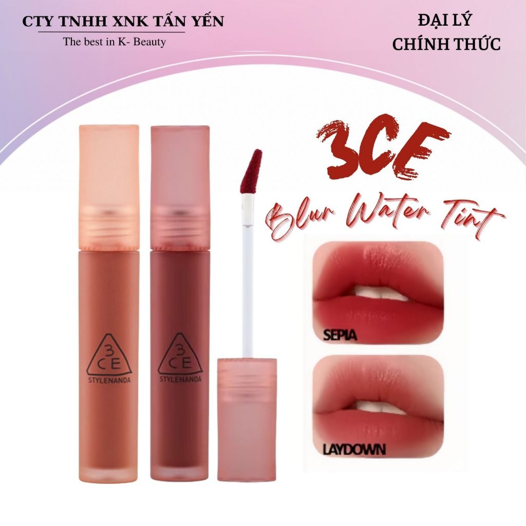 3CE Blur Water Tint 4.6g (Sepia - Laydown - Early Hour - Chasing Rose ...