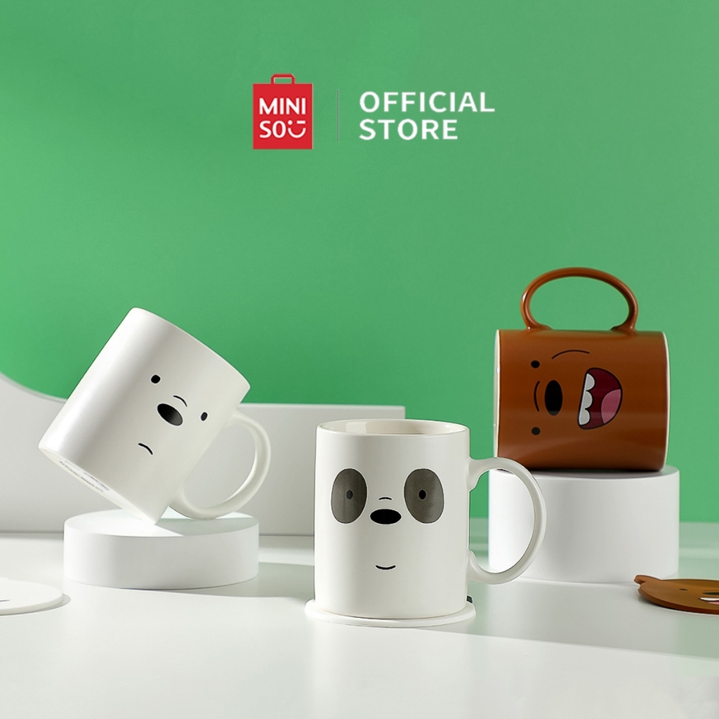 Lovely We Bare Bears Miniso ceramic cup with imported coasters | Shopee ...