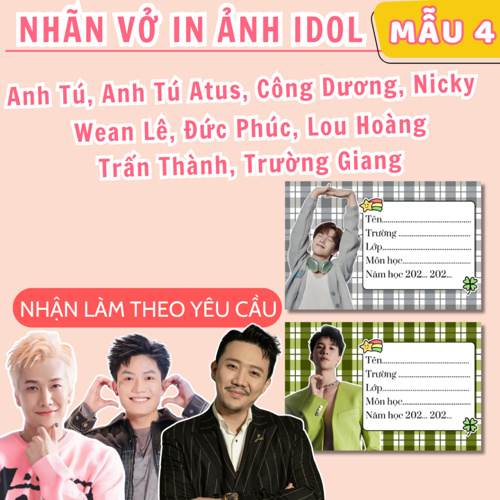 Notebook labels with idol images, sample 4 - Tran Thanh, Truong Giang ...