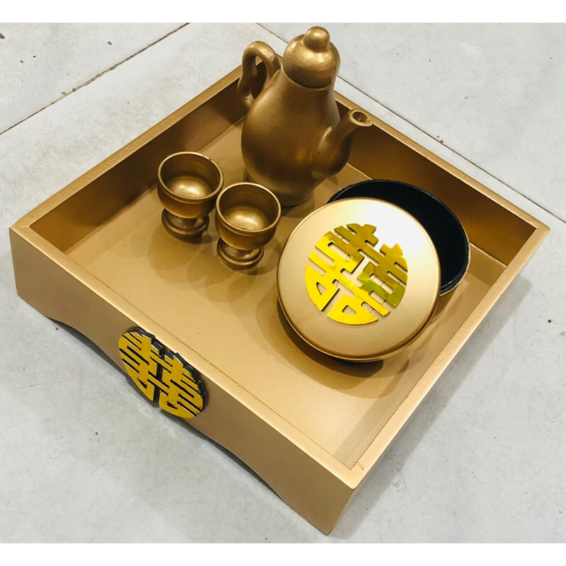 Beautiful and luxurious bronze wedding tea tray set | Shopee Philippines