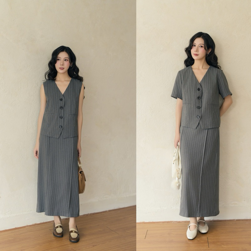 Petbychang - Plaid Gile and Long Midi Skirt (Sold separately) | Shopee ...