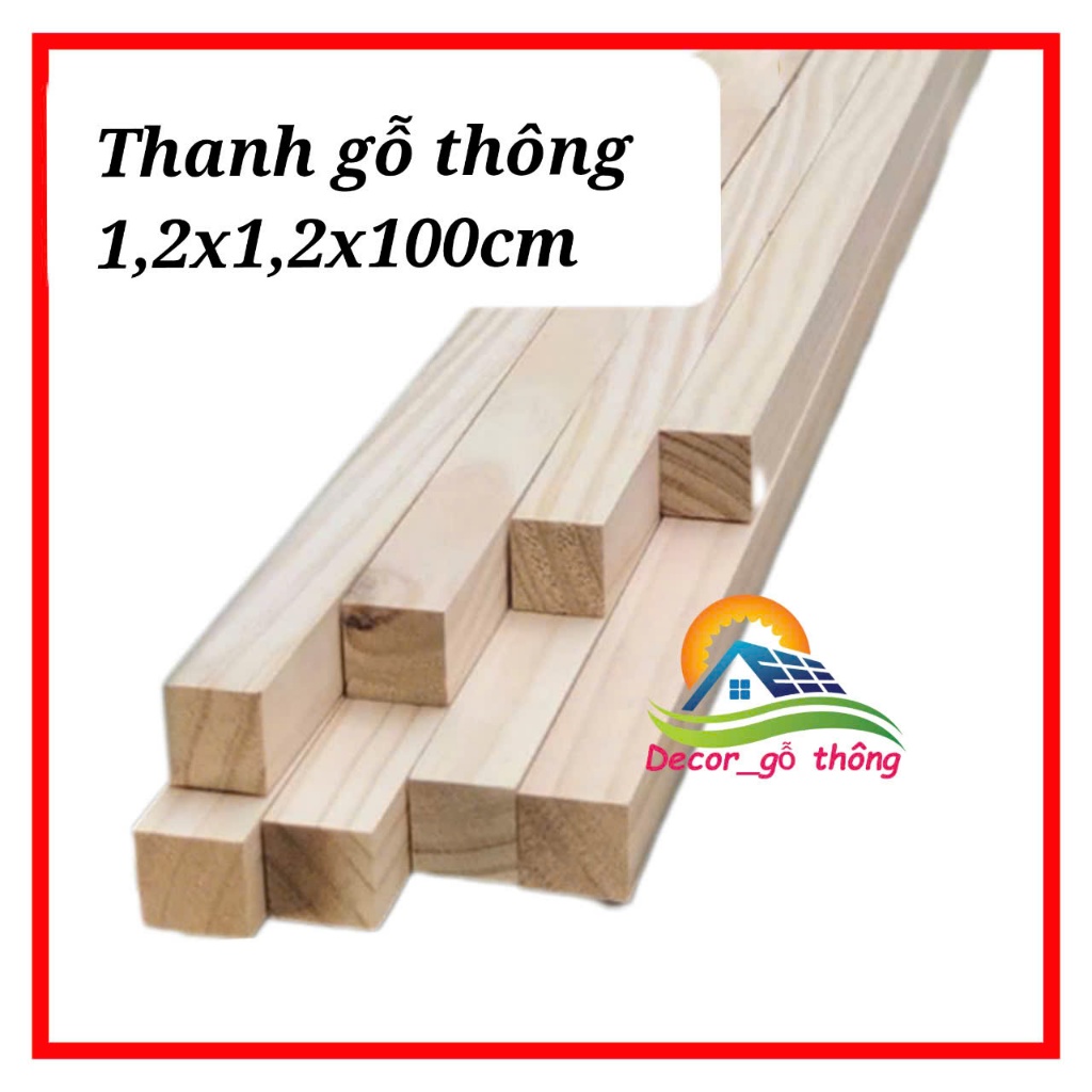 Square pine wood bar 1.2cm x 1,2cm x 100cm + smooth planing on 4 sides ...