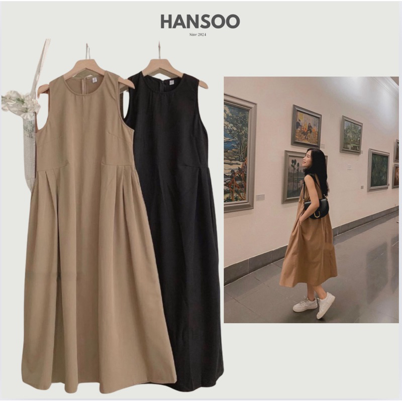 C2 Dress Sleeveless Korean style long dress with side pockets, HANSOO ...