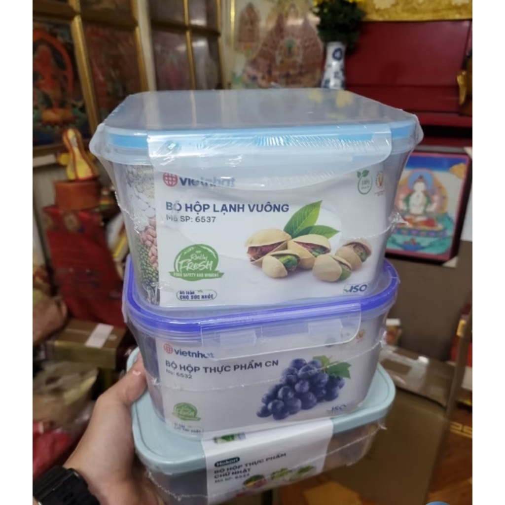 Set Of 3 Vietnamese-Japanese 6537 Square Cold Boxes. Multi-purpose Food ...