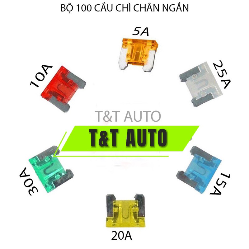 Set of 100 short-pin car fuses, high-quality 12v fuses, 1 mixed box ...