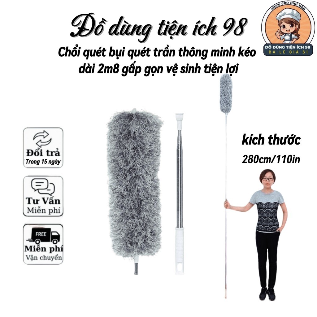 Ceiling dusting broom with 2m8 extension handle, foldable ceiling ...