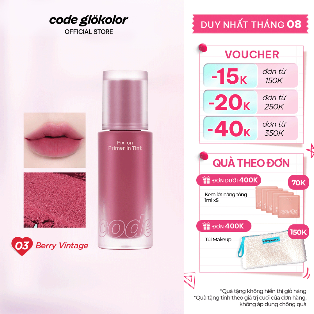 Code Glokolor Fix-on Primer in Tint Matte, Smooth Matte Cream Lipstick ...
