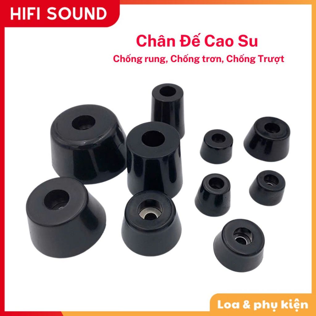 Rubber damping feet with molded black metal washers used for speaker ...